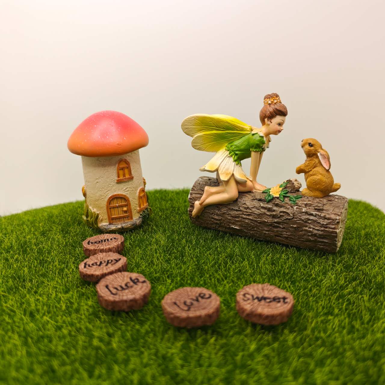 Fairy garden kits fairy with bunny mushroom house – No1fairyshop